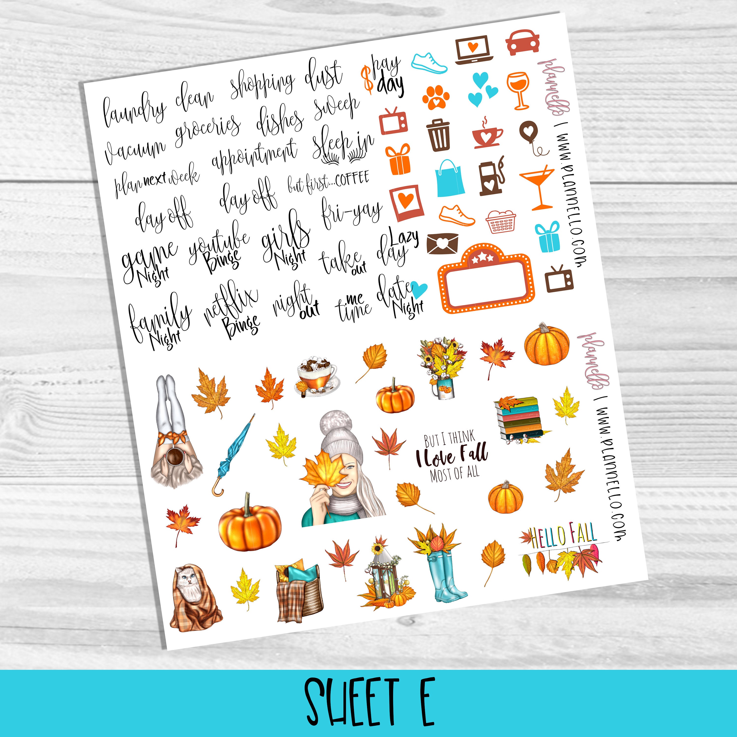 Fall Printable Planner Stickers, Autumn Planner Stickers, Pumpkin ...