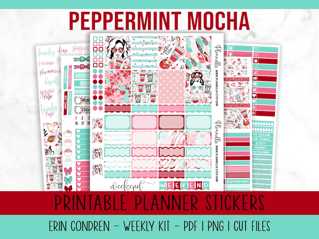 Peppermint Mocha Printable Planner Stickers, Erin Condren Stickers ...