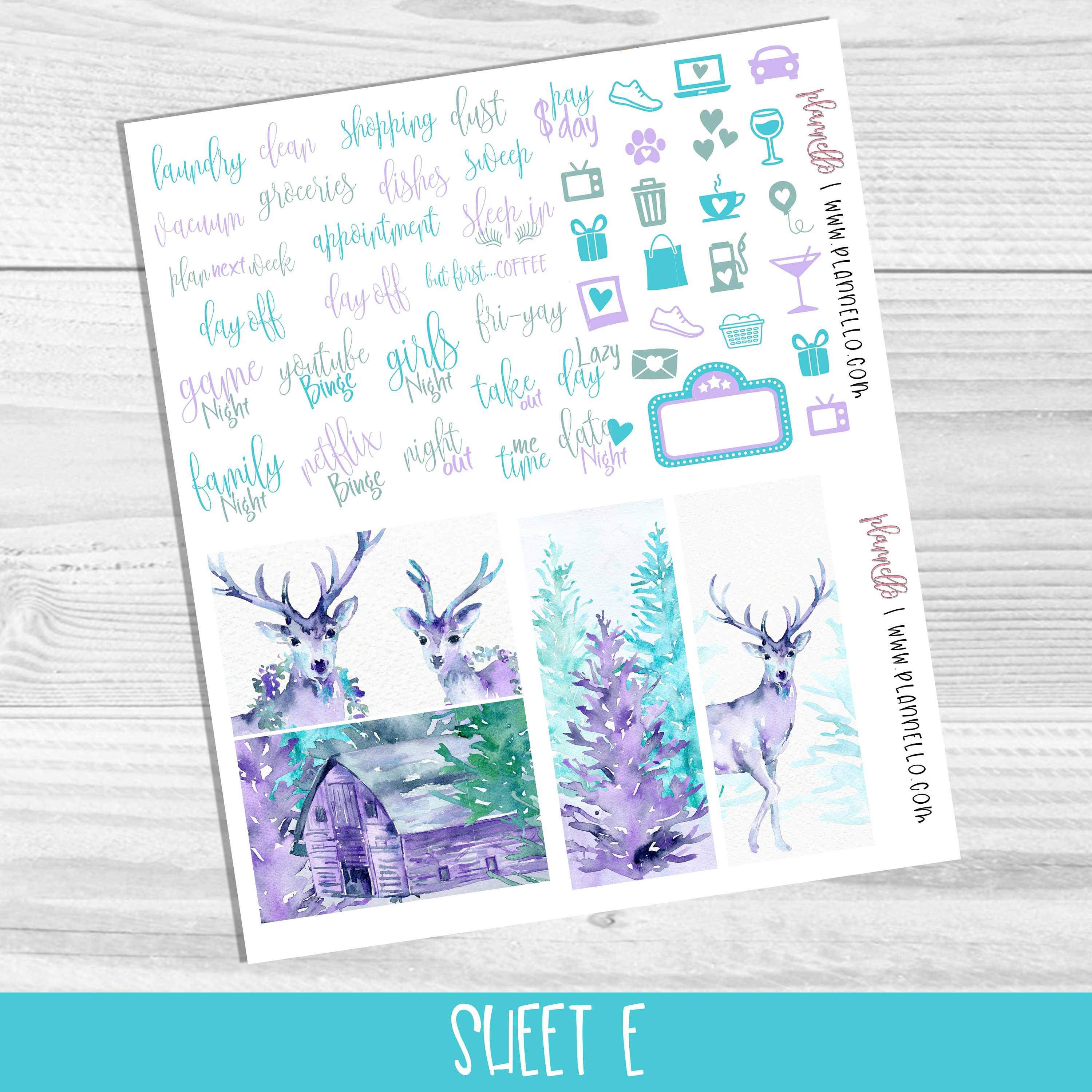 Winter Scenes Happy Planner Printable Planner Stickers Deer - Etsy