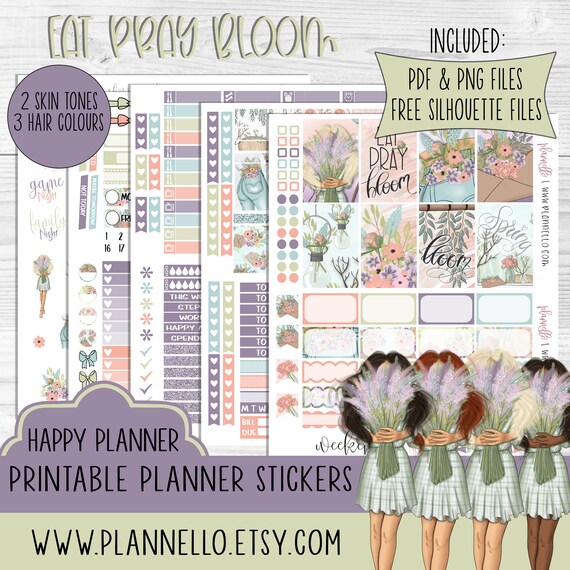Spring Printable Planner Stickershappy Planner Weekly Kit | Etsy