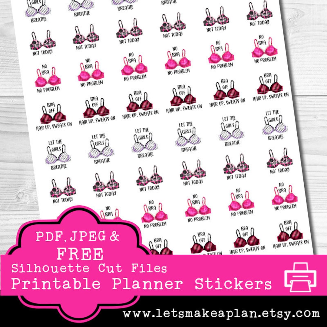 Bra Printable Planner Stickers, Adulting Stickers, Lazy Day Stickers ...