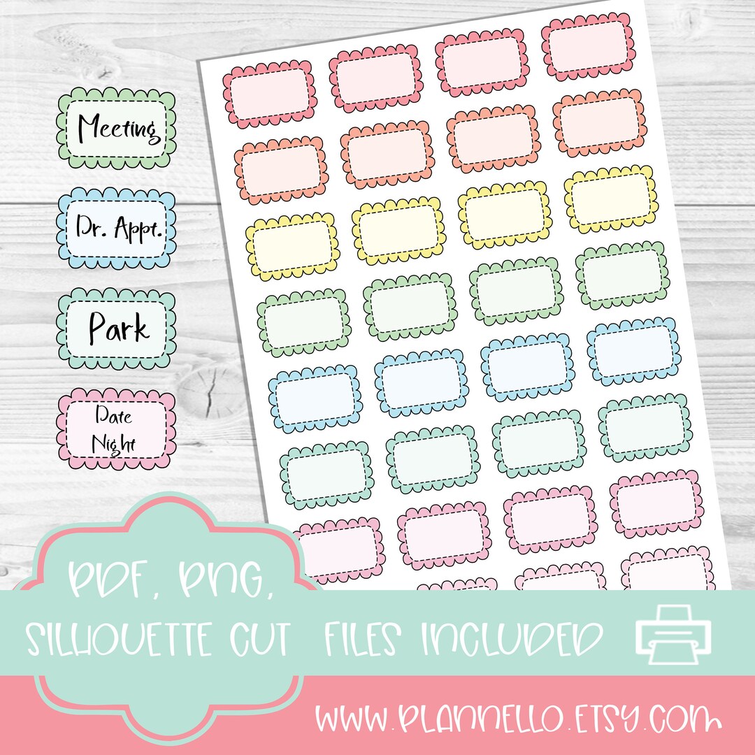 Half Box, Doodle Half Box, Printable Planner Stickers, Pastel, Hand ...