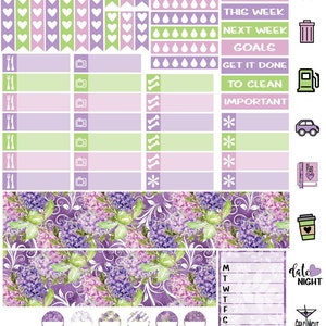 Spring Lilacs, Erin Condren Printable Planner Stickers, Spring Weekly ...