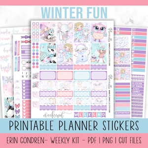 Winter Fun Erin Condren Printable Planner Stickers, Winter Vertical ...
