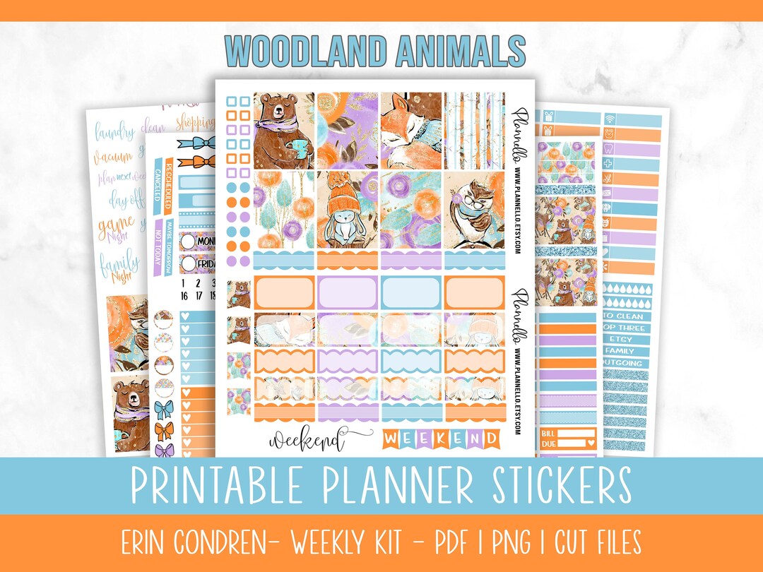 Woodland Animals, Erin Condren Printable Planner Stickers, Winter ...