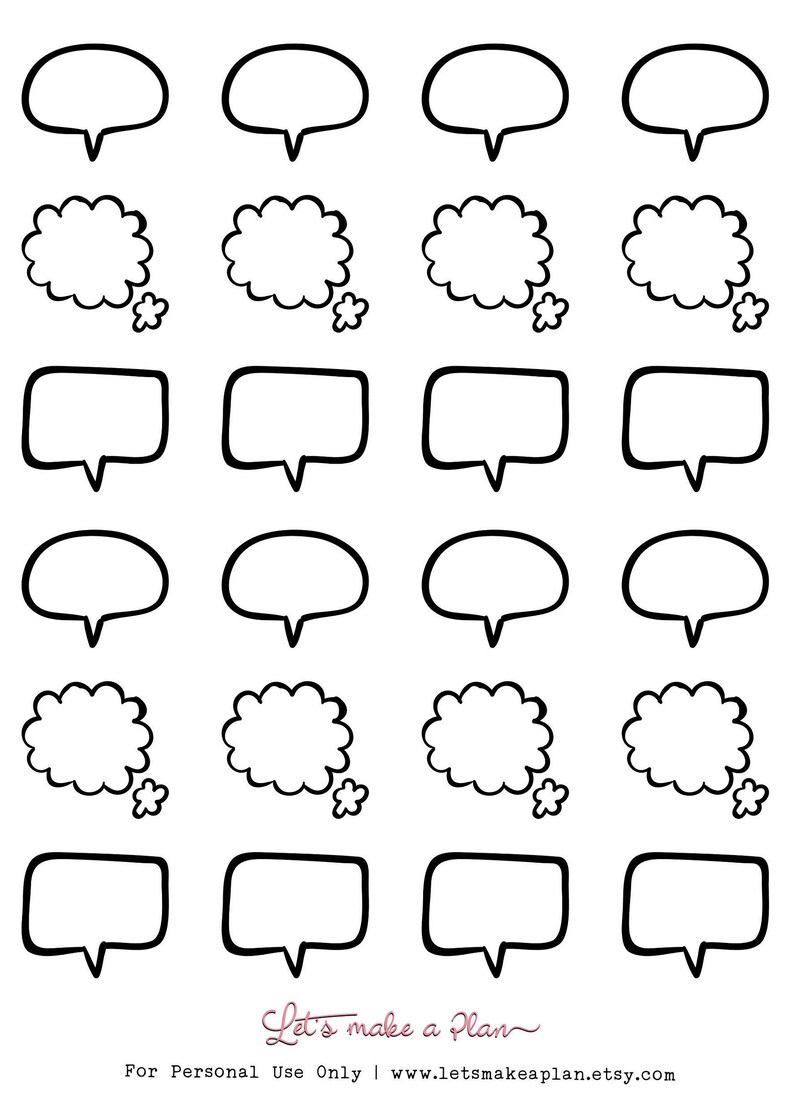 Speech Bubble Printable Planner Stickers, Erin Condren Planner Stickers ...