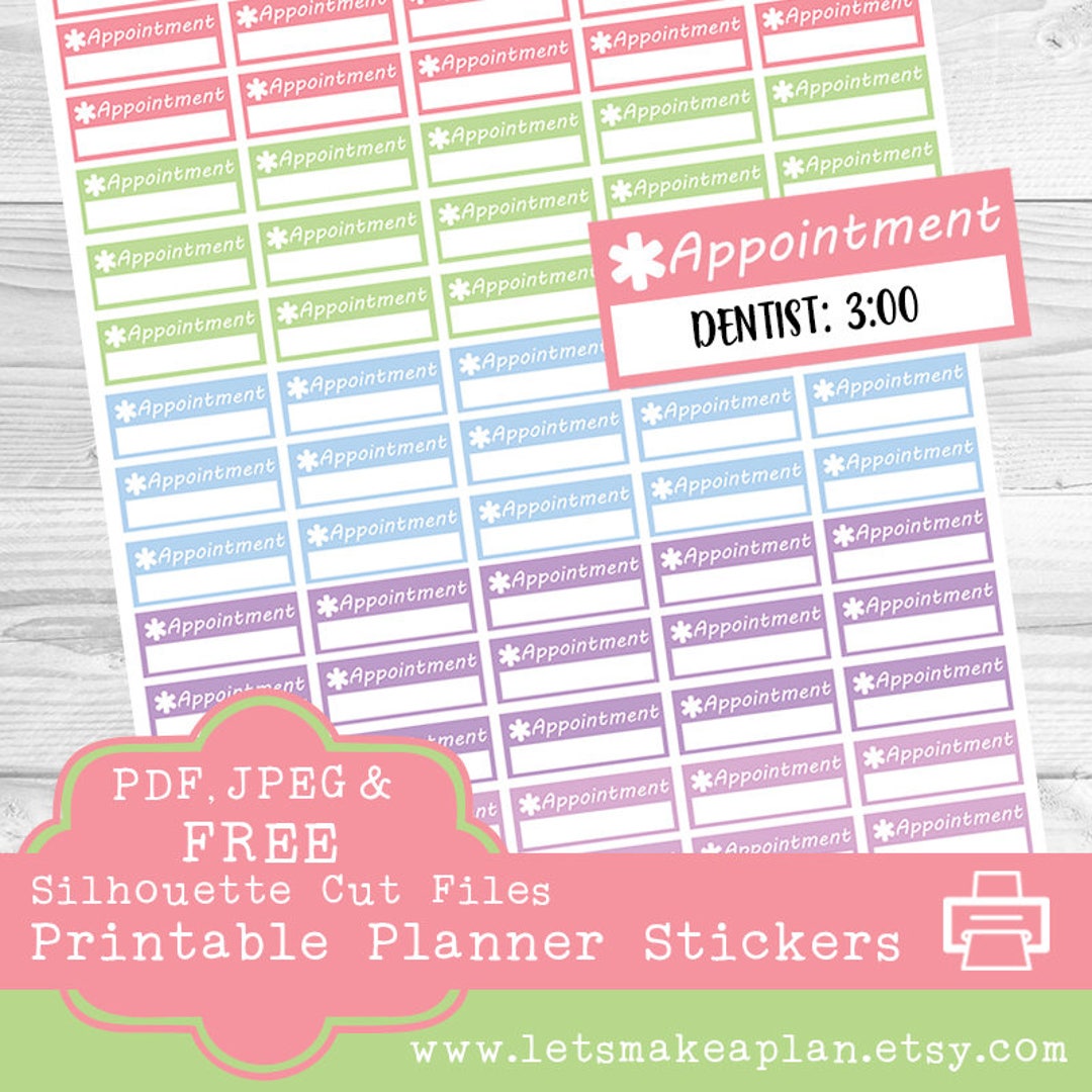 Appointment Printable Planner Stickers, Blank Appointment Stickers ...
