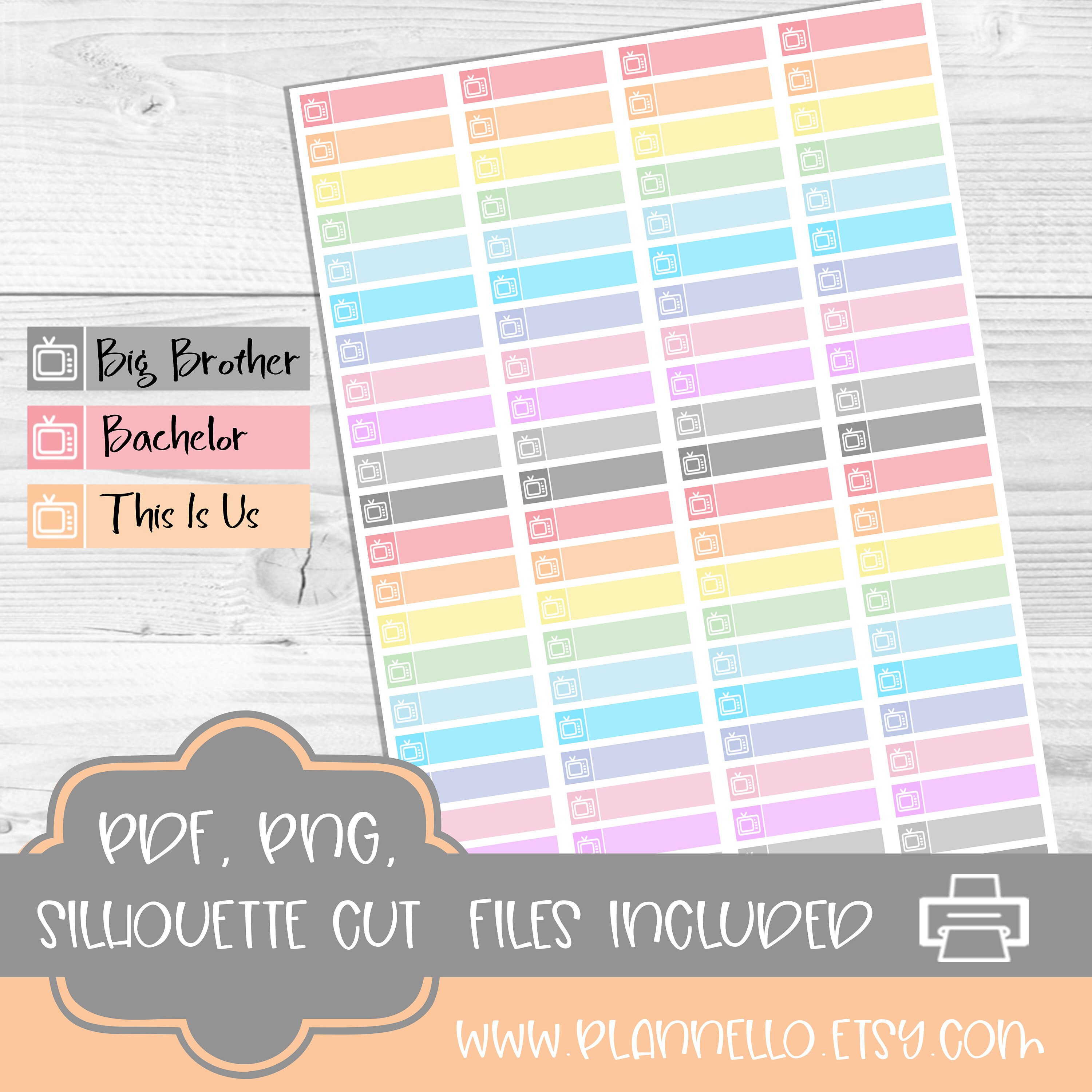 TV Tracker Planner Stickers Printable Planner Stickers | Etsy
