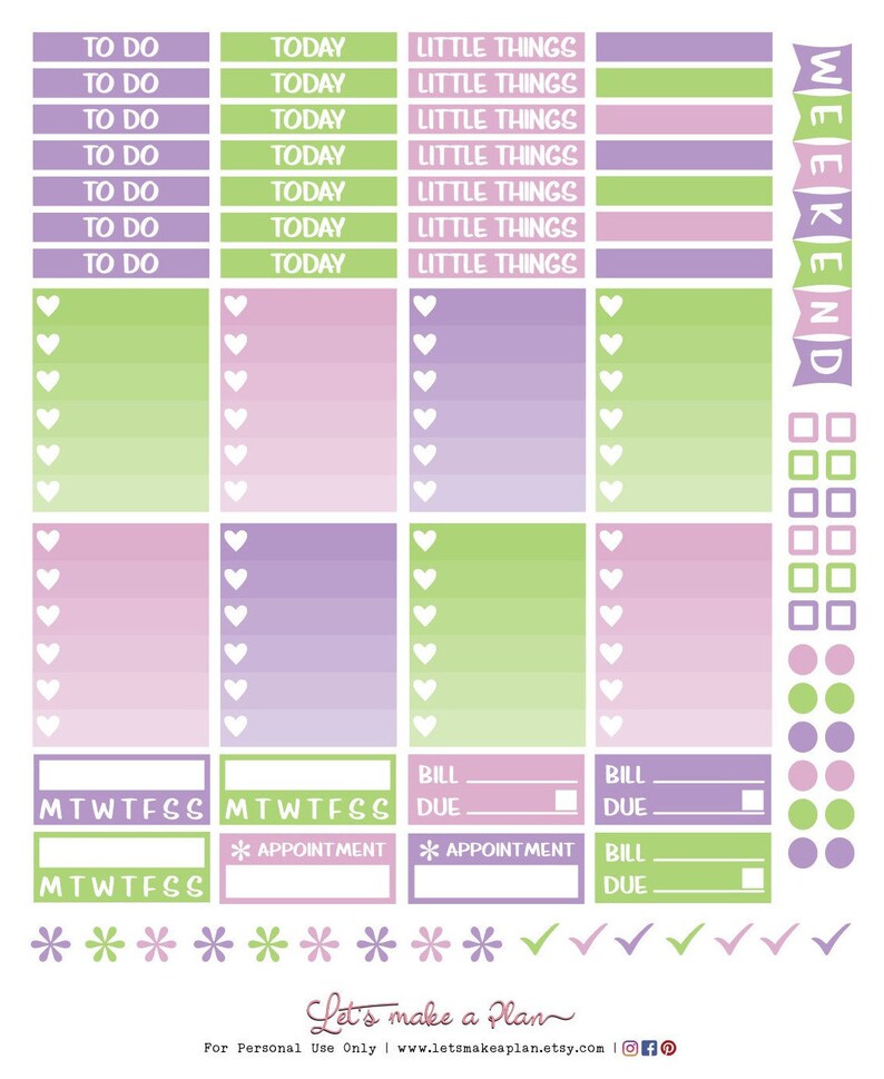 Spring Lilacs, Erin Condren Printable Planner Stickers, Spring Weekly ...