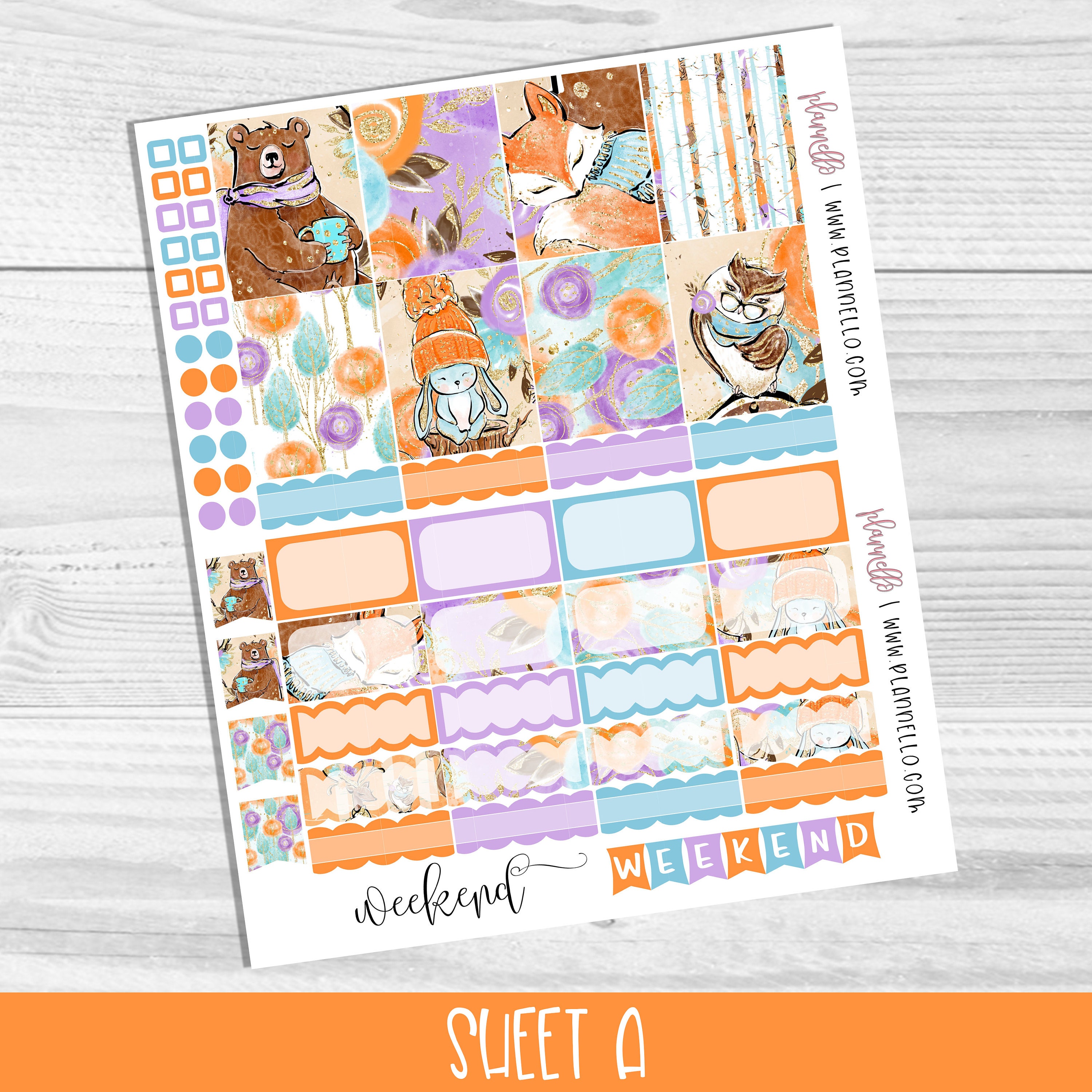 Woodland Animals Erin Condren Printable Planner Stickers | Etsy