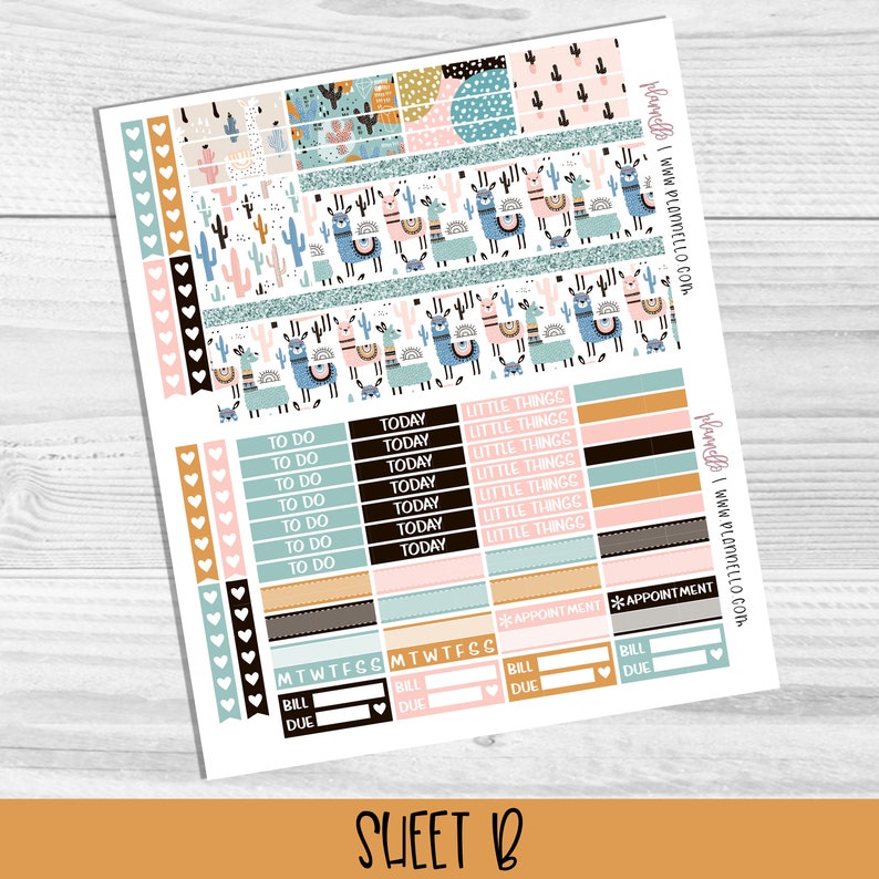 Llama Printable Planner Stickers, Erin Condren Vertical Weekly Kit ...