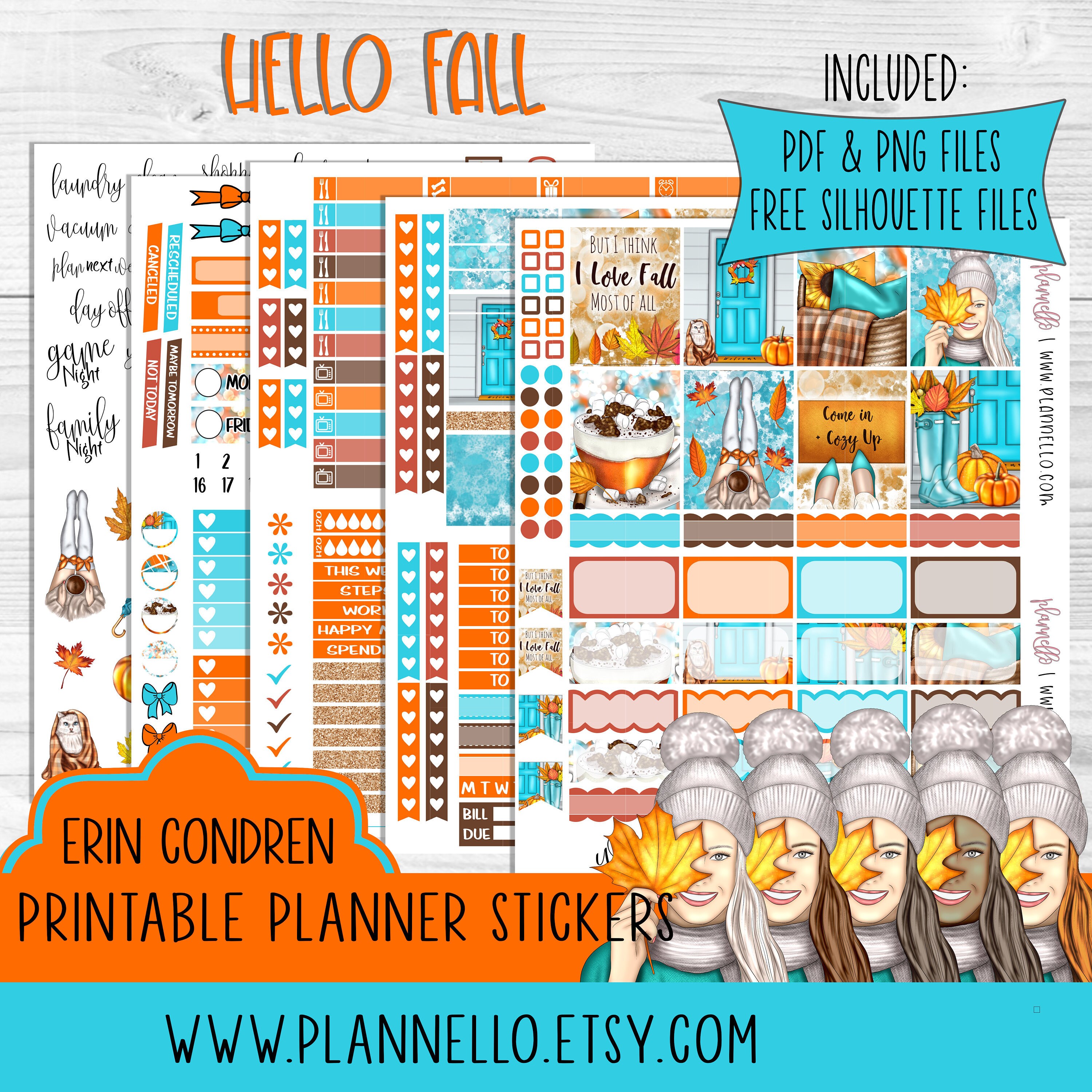 Fall Printable Planner Stickers Autumn Planner Stickers | Etsy