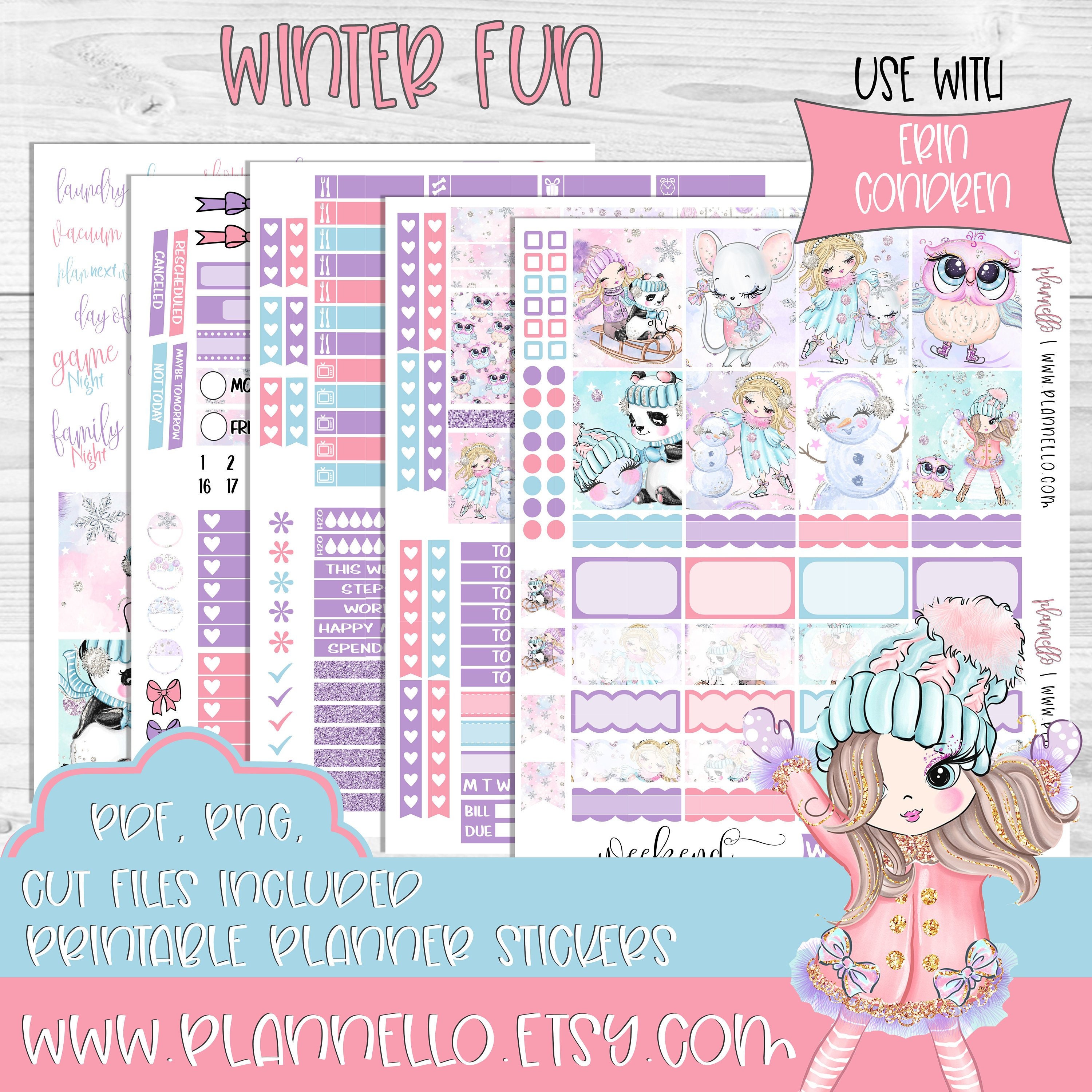 Winter Fun Erin Condren Printable Planner Stickers Winter | Etsy