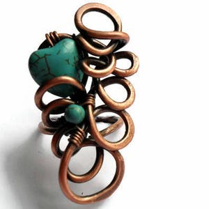 Turquoise Wire Wrapped Ring Boho Rustic Ring Wire Wrapped Jewelry ...