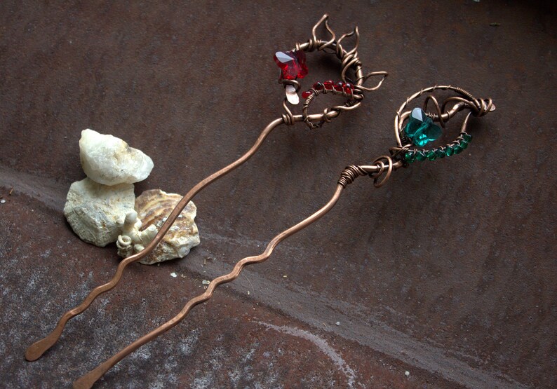 Copper Hair stick Hair pin Hair acessories Elven Hair | Etsy