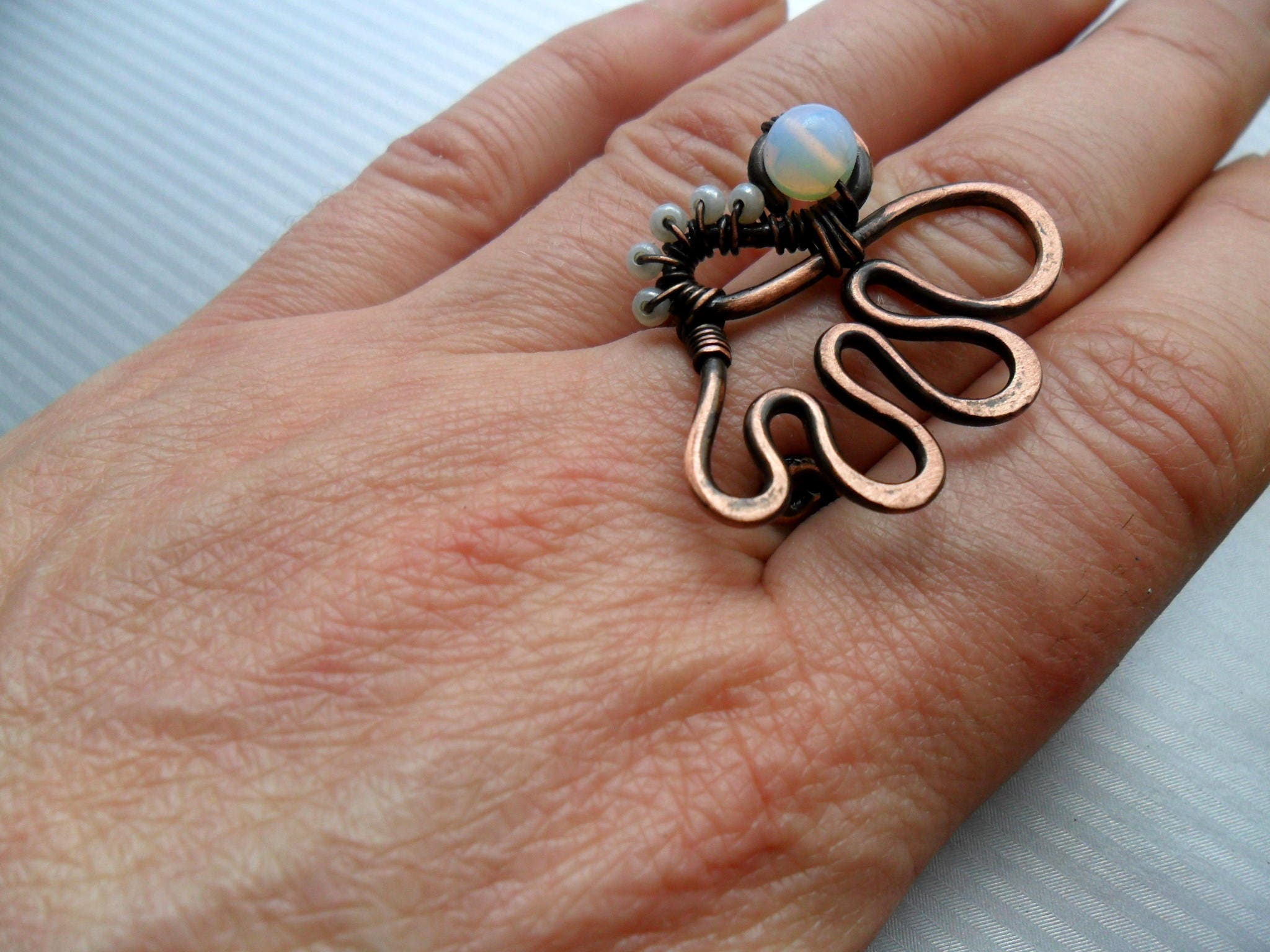 Wing Copper Ring Statement Wire Ring Wire Wrapped Jewelry - Etsy