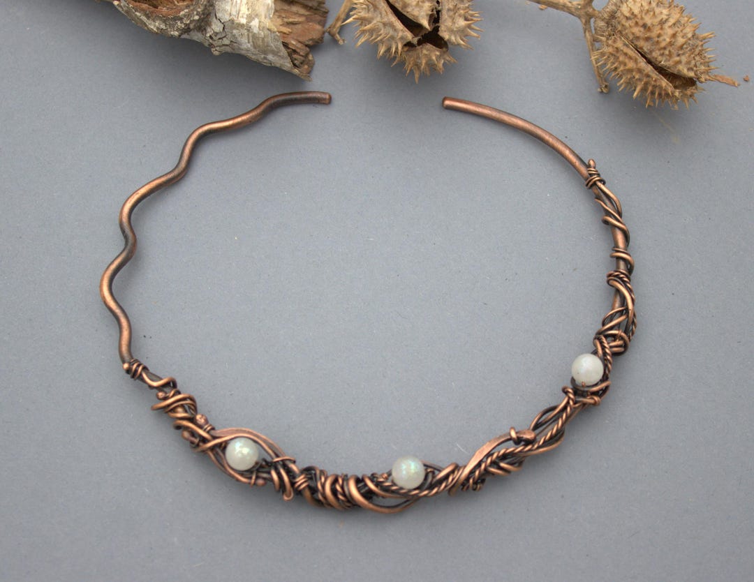 Copper Choker Necklace, Antiqued Choker Necklace, Wire Wrap Choker ...