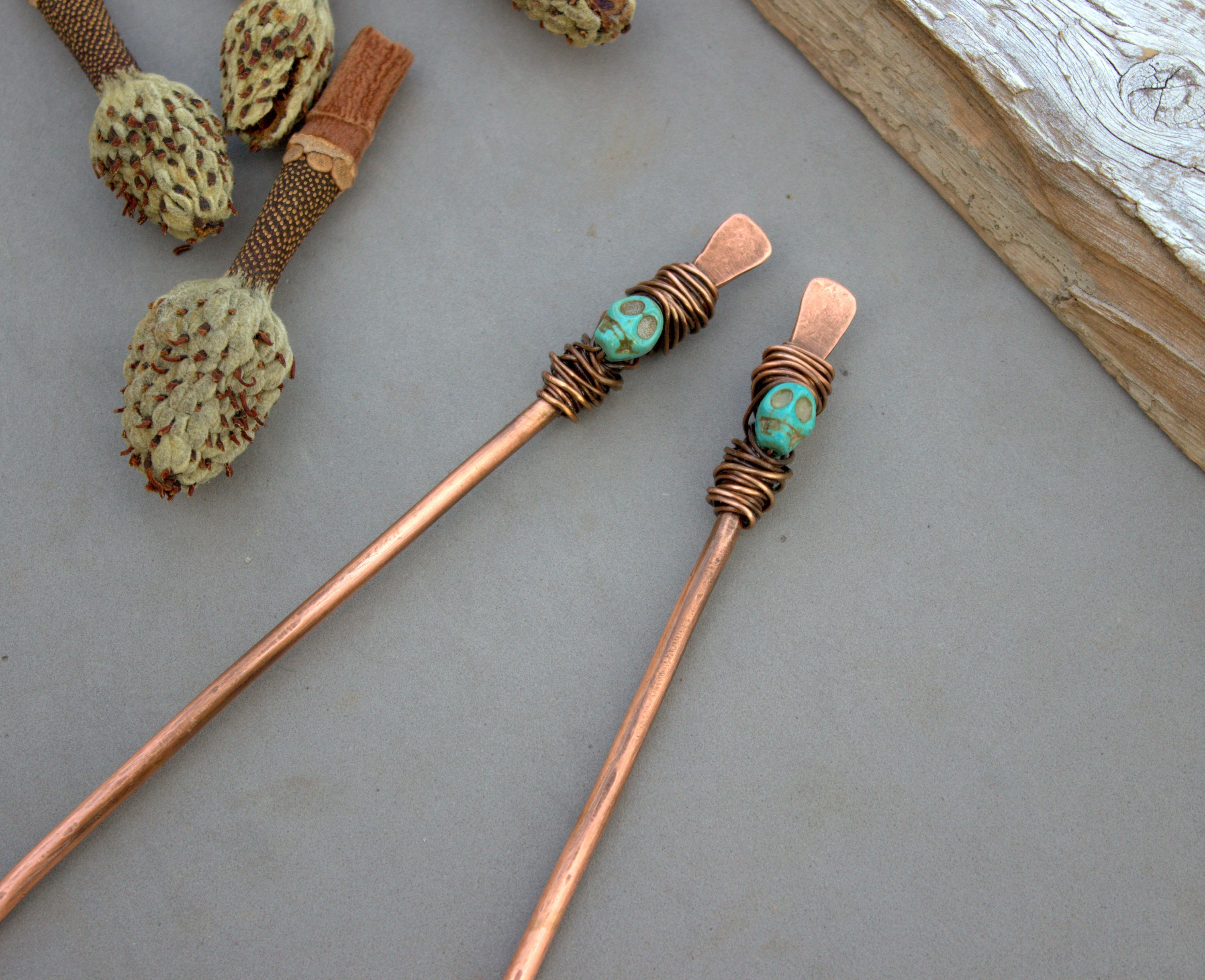 Skull Hair Pin Skull Hair Accessories Hair Jewelry Copper | Etsy