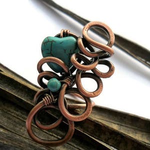 Turquoise Wire Wrapped Ring Boho Rustic Ring Wire Wrapped Jewelry ...