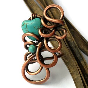 Turquoise Wire Wrapped Ring Boho Rustic Ring Wire Wrapped Jewelry ...
