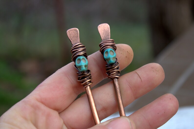 Skull Hair Pin Skull Hair Accessories Hair Jewelry Copper - Etsy