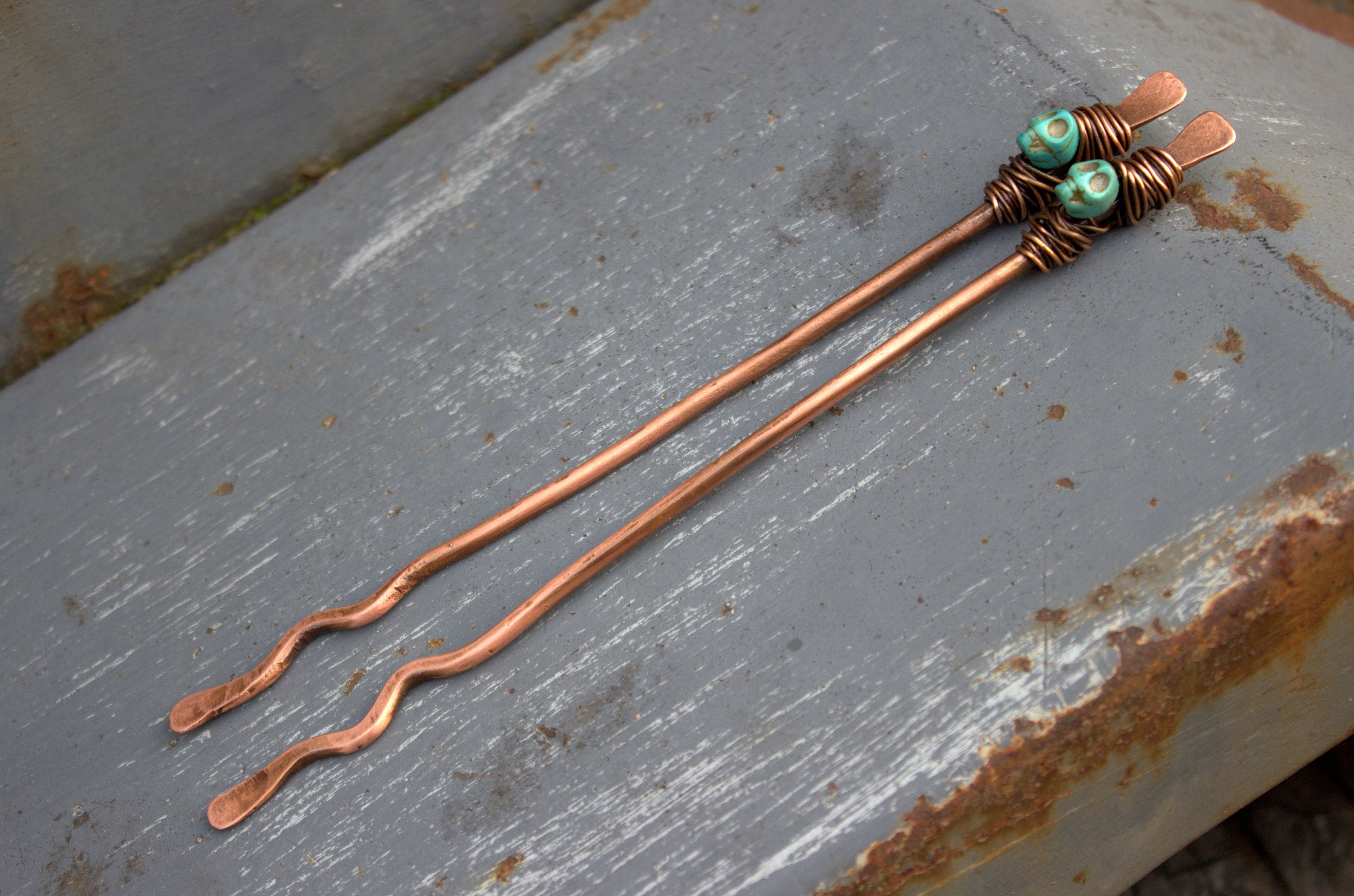 Skull Hair Pin Skull Hair Accessories Hair Jewelry Copper | Etsy