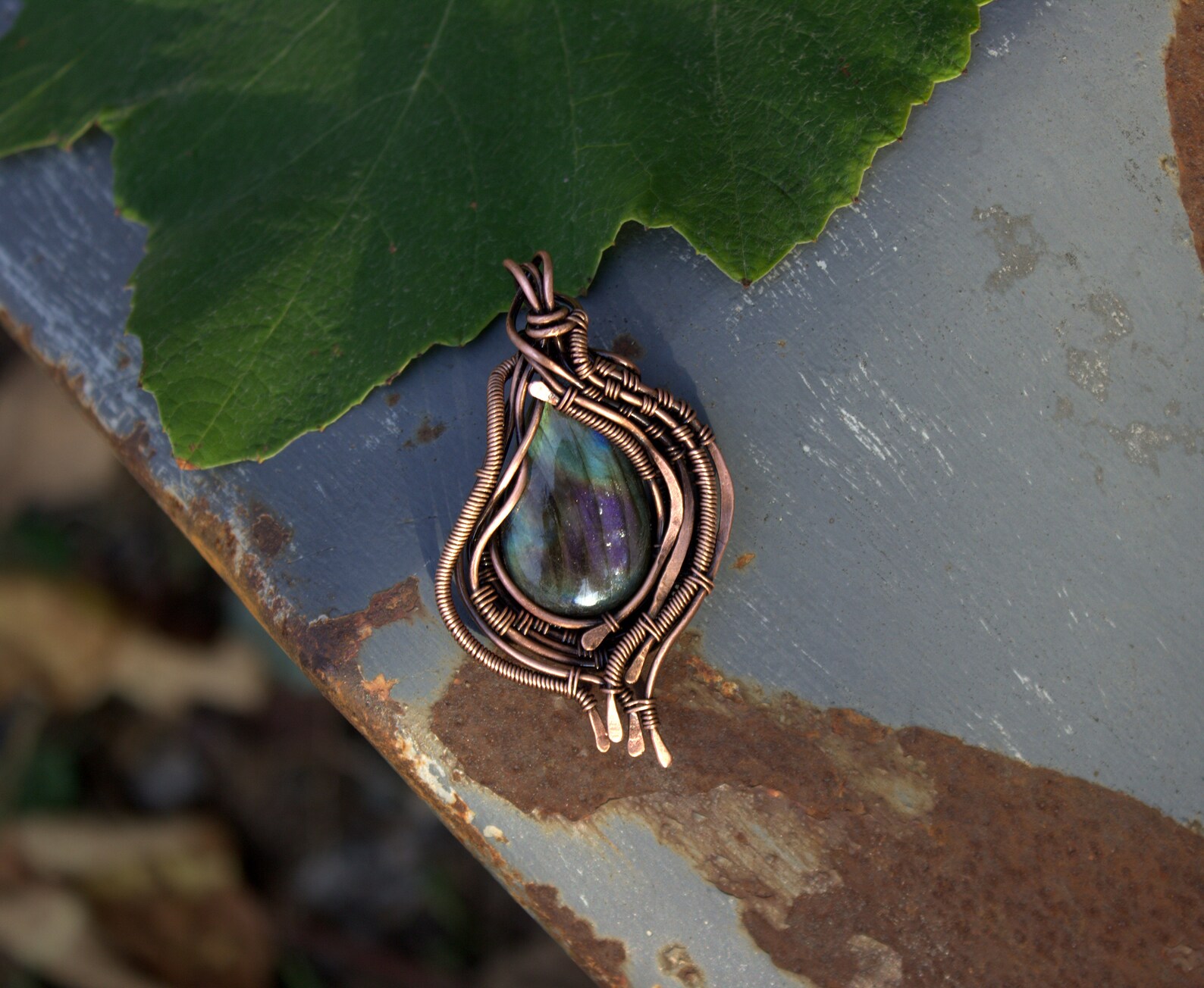 Labradorite Wire Wrapped Pendant Copper Wire Wrap Healing | Etsy