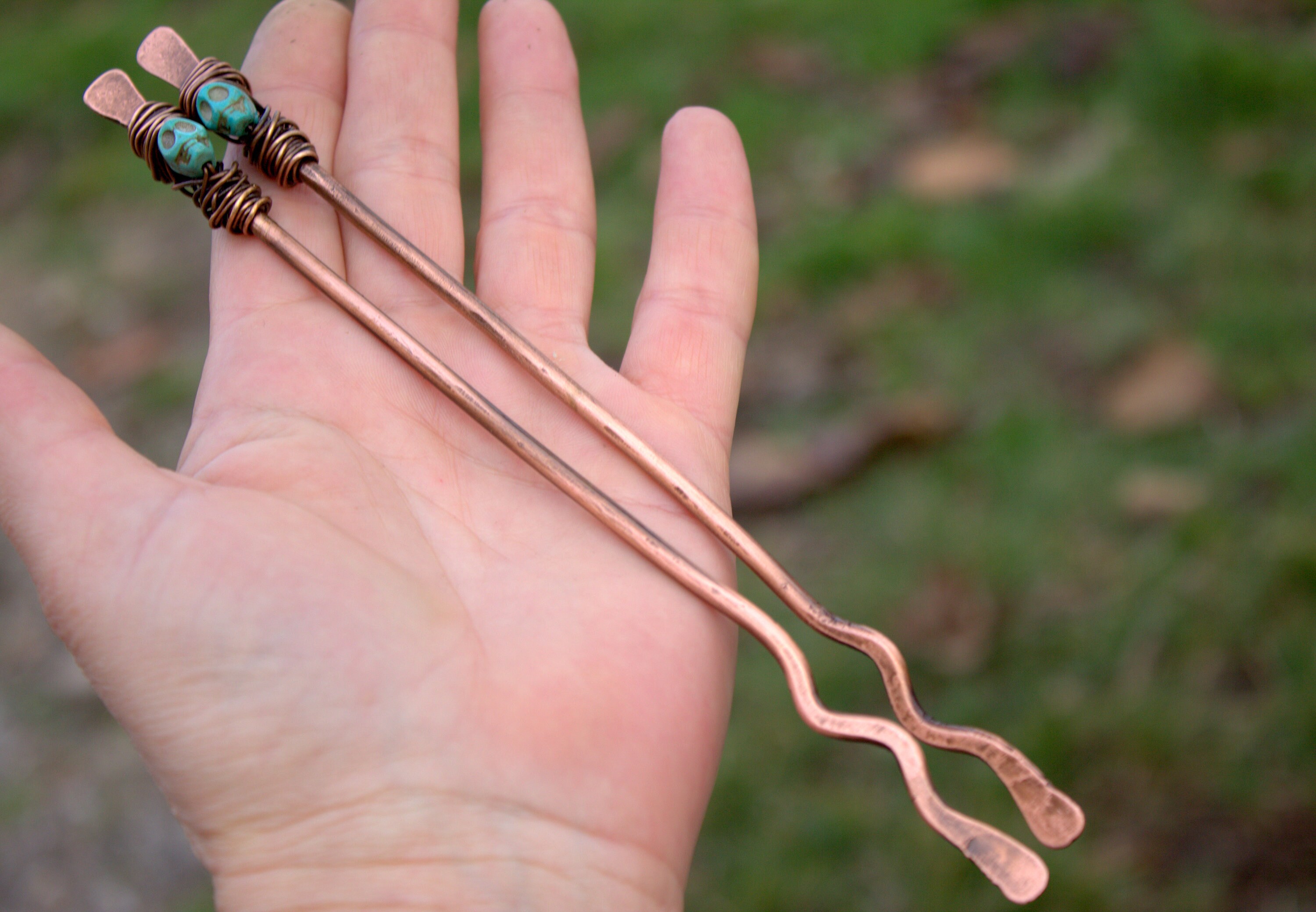 Skull Hair Pin Skull Hair Accessories Hair Jewelry Copper | Etsy