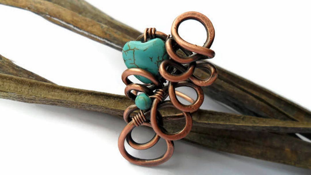 Turquoise Wire Wrapped Ring Boho Rustic Ring Wire Wrapped Jewelry ...