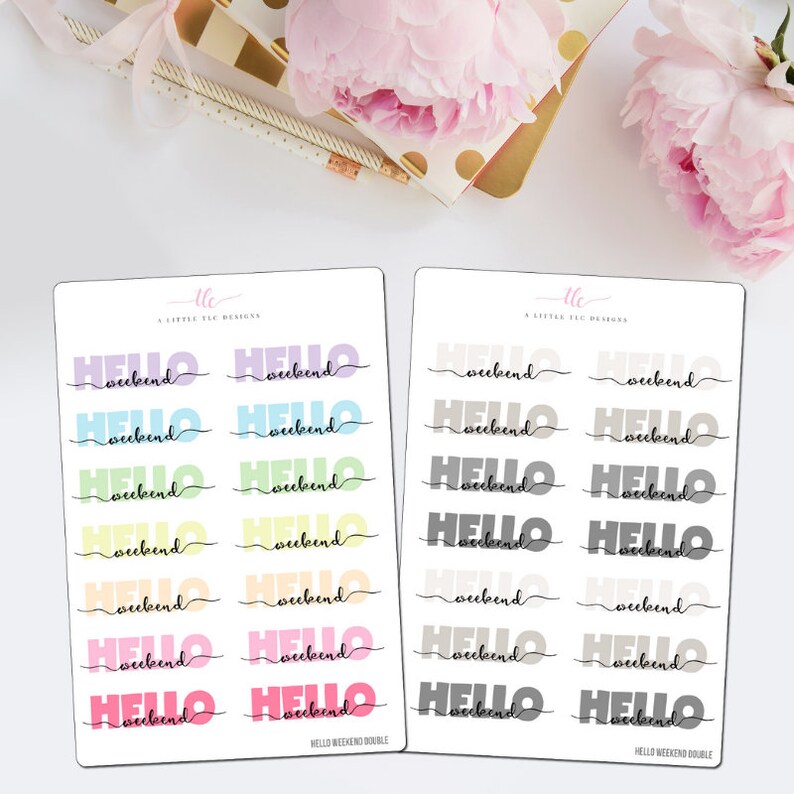 Hello Weekend Double Banner Stickers Planner Stickers Bujo - Etsy