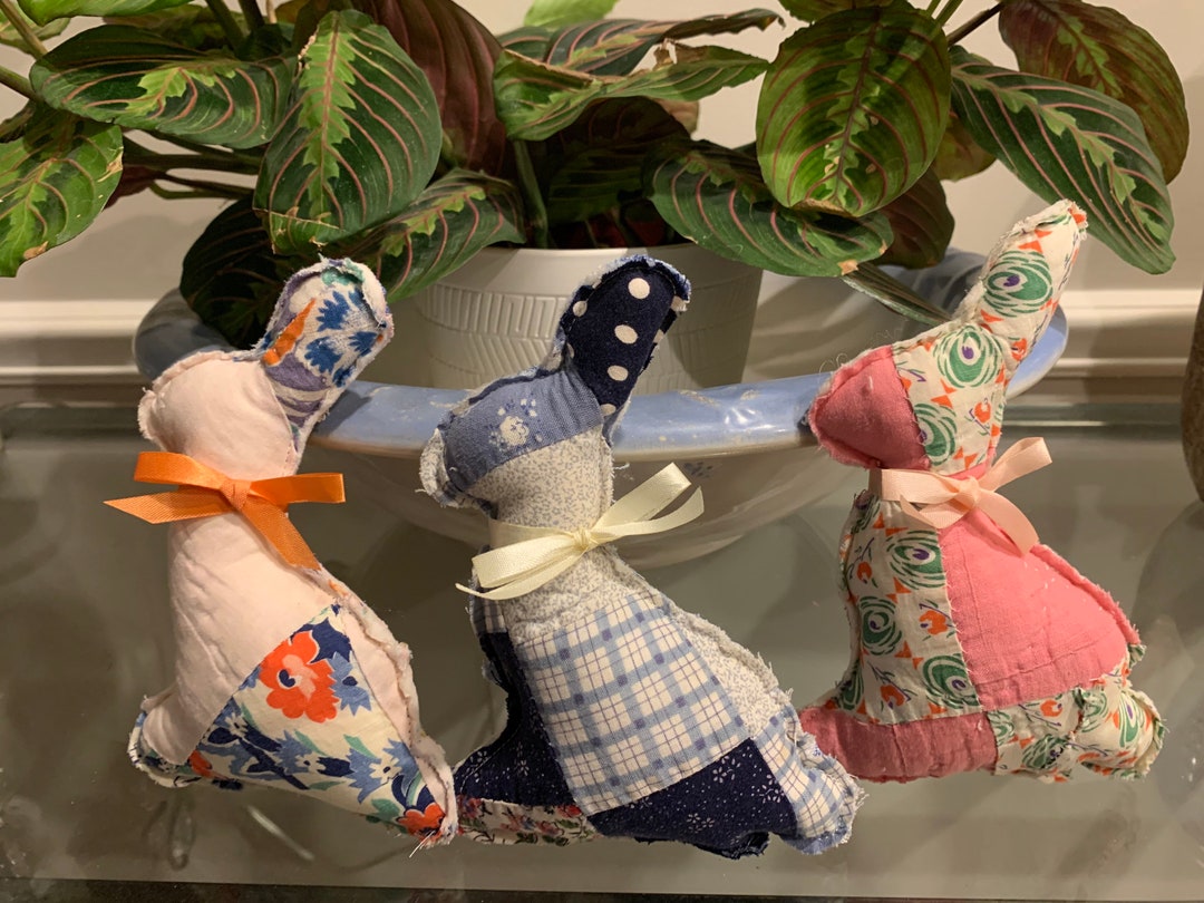 Vintage Quilt Handmade Stuffed Bunny Rabbits - Etsy