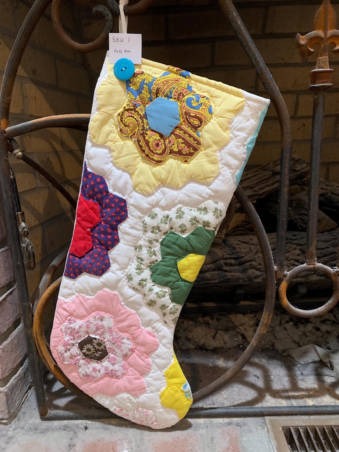 Bright and Colorful Grandmother’s Garden Quilted Christmas Stocking ...