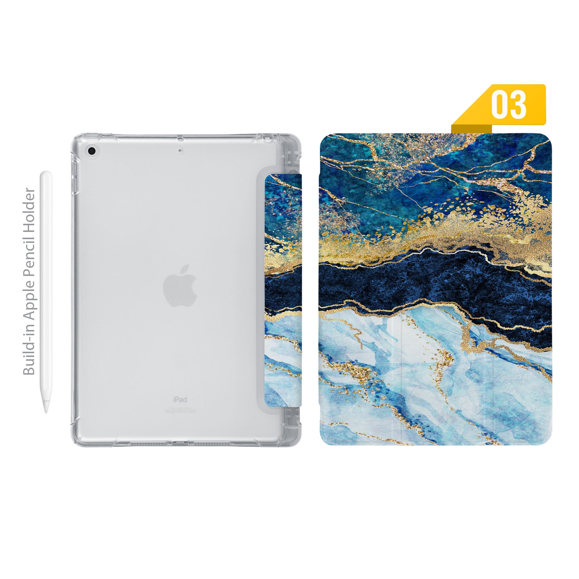 Ipad See Through Smart Case Leather Stand Cover With Pencil Etsy