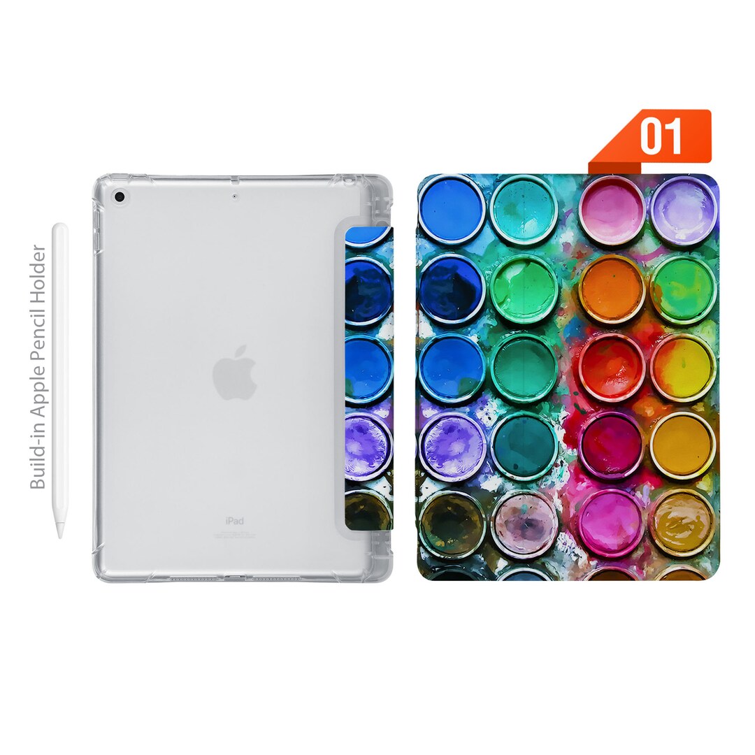Ipad See Through Smart Case Leather Stand Cover With Pencil Holder For