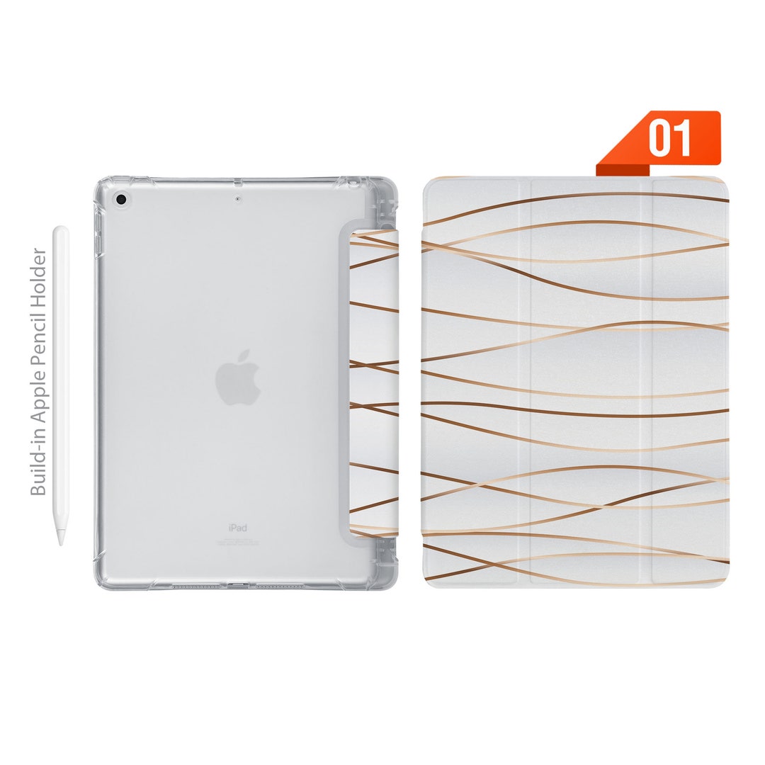 Ipad See Through Smart Case Leather Stand Cover With Pencil Holder For