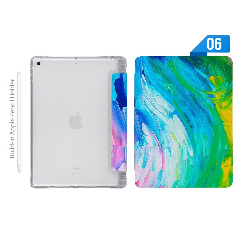 Ipad See Through Smart Case Leather Stand Cover With Pencil Holder For