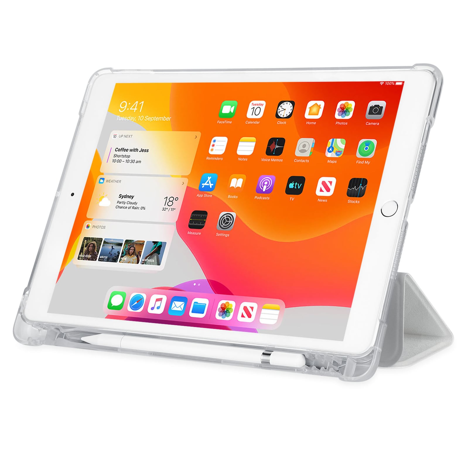 Ipad See Through Smart Case Leather Stand Cover With Pencil Holder For