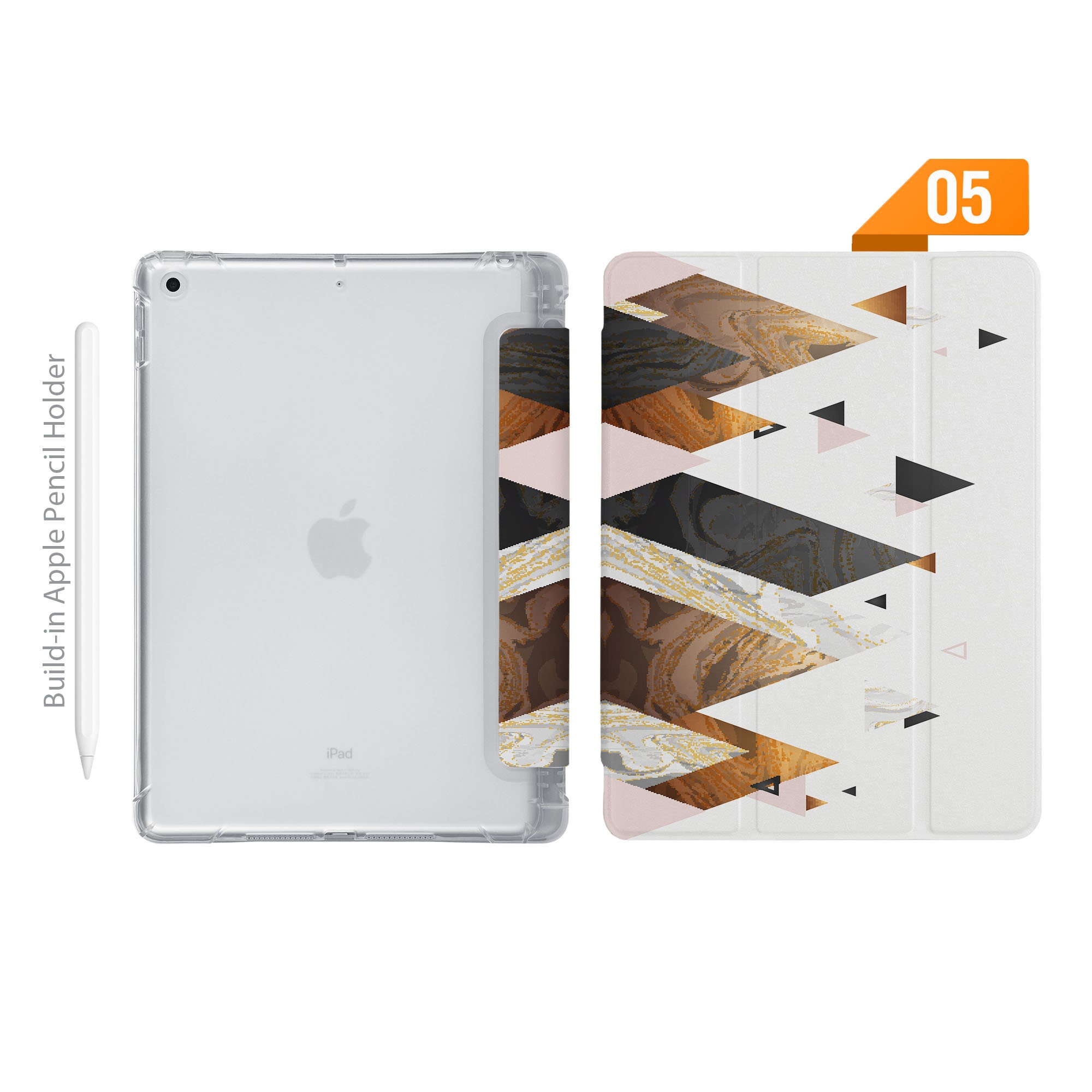 Ipad See Through Smart Case Leather Stand Cover With Pencil Holder For