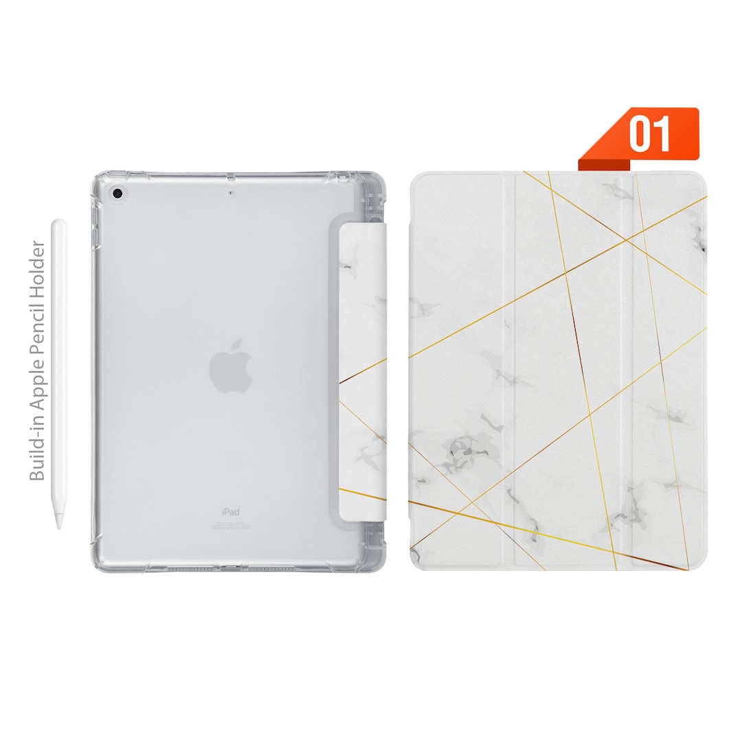 Ipad See Through Smart Case Leather Stand Cover With Pencil Holder For