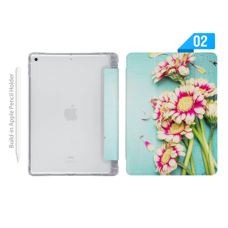 Ipad See Through Smart Case Leather Stand Cover With Pencil Holder For
