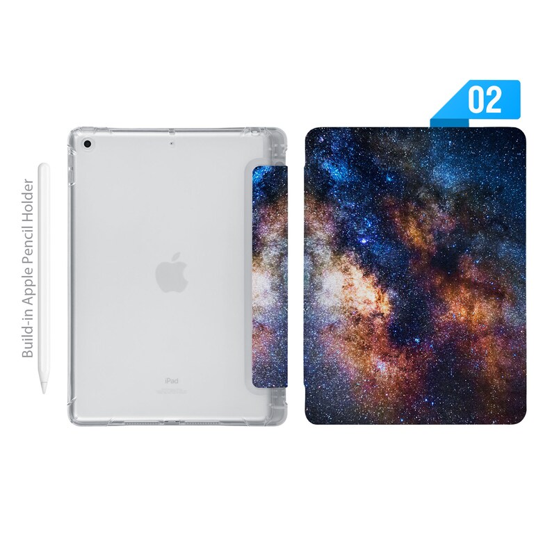 Ipad See Through Smart Case Leather Stand Cover With Pencil Holder For