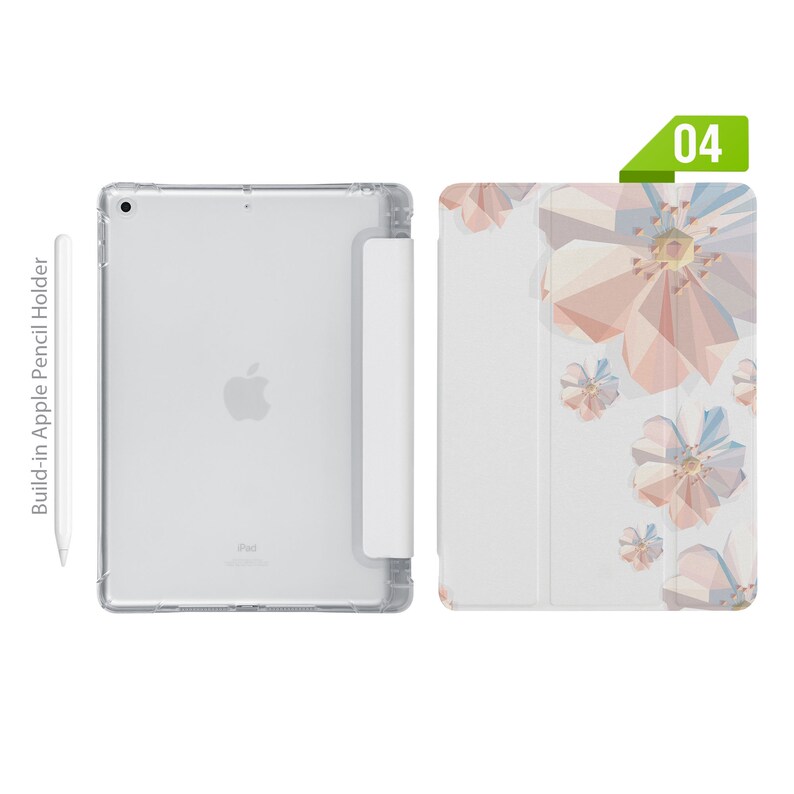 Ipad See Through Smart Case Leather Stand Cover With Pencil Holder For