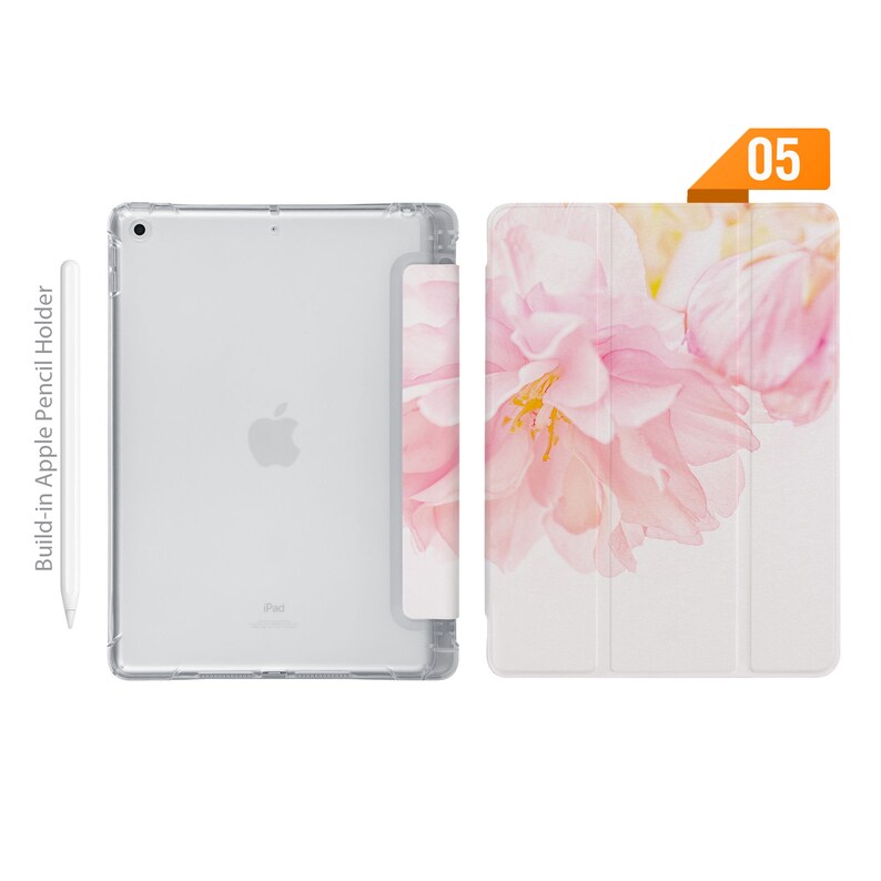 Ipad See Through Smart Case Leather Stand Cover With Pencil Holder For