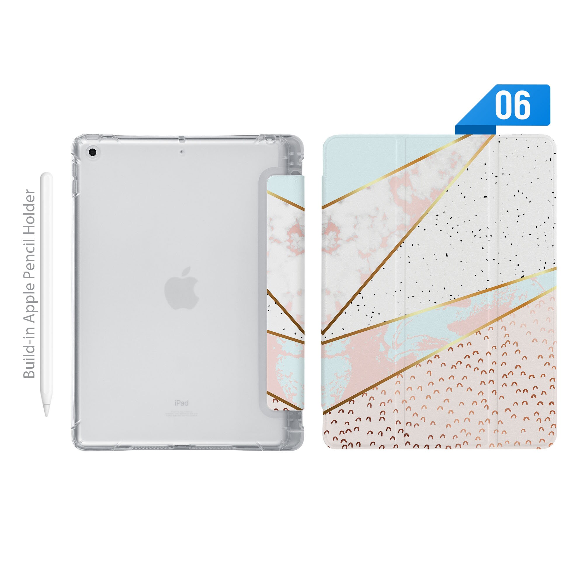 Ipad See Through Smart Case Leather Stand Cover With Pencil Holder For