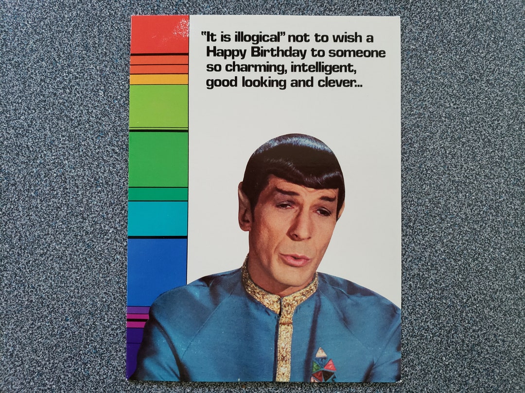 Vintage 1976 Star Trek TOS Mr. Spock Humor Birthday Card - Large 8" X 6 ...