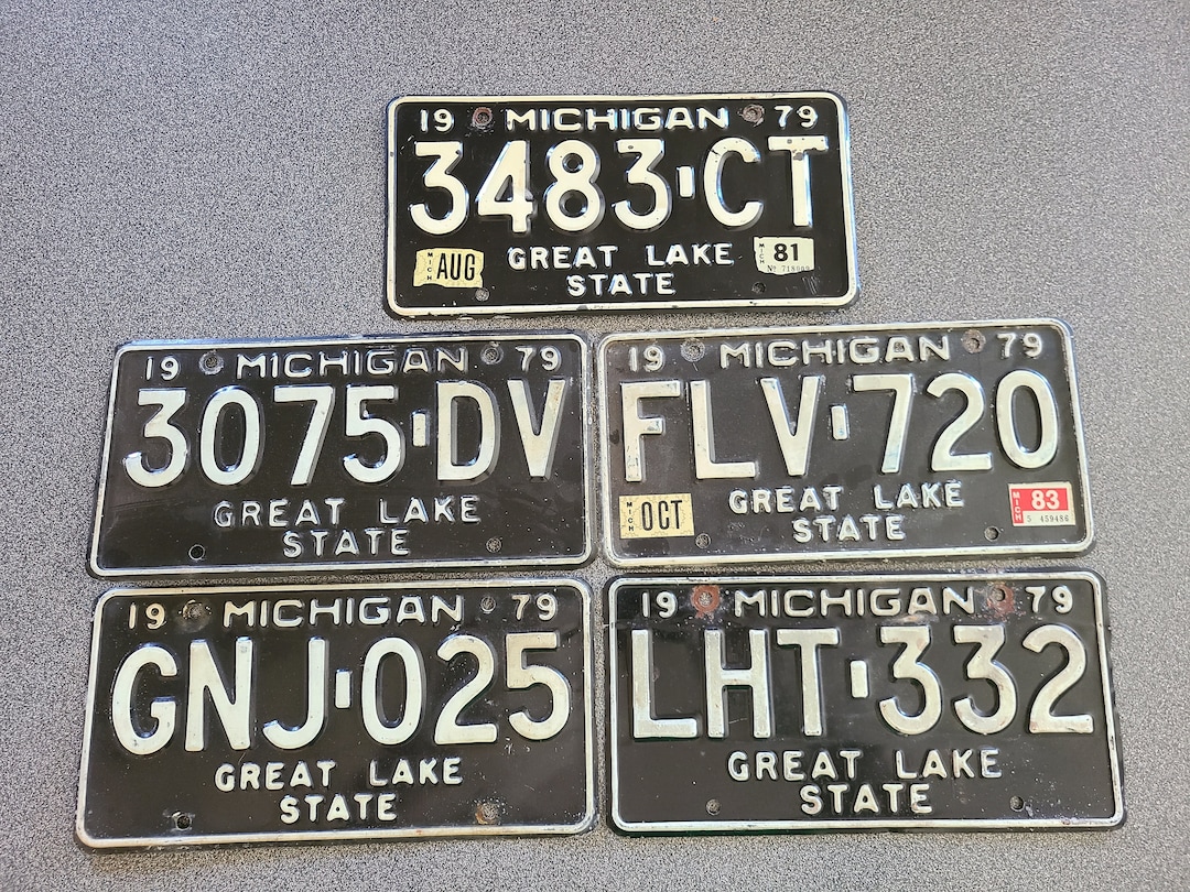 Choice of Vintage Michigan Great Lake State - White on Black - License ...