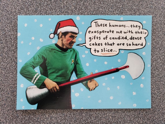 Vintage 1990 Star Trek TOS Humor Christmas Card Spock NOS | Etsy