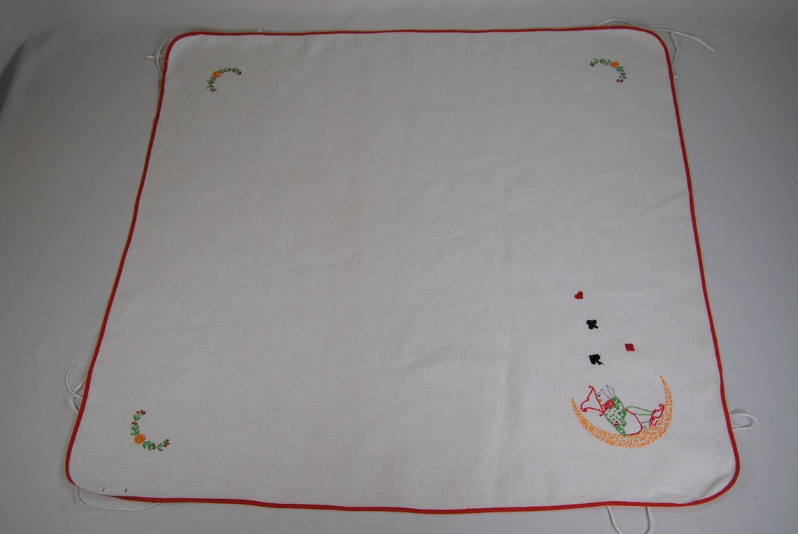 Vintage Hand Embroidered Linen Bridge Cloth - Etsy
