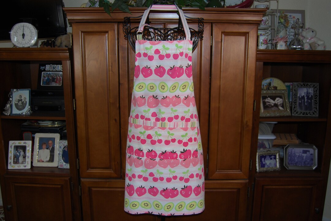 Vintage Kay Dee Designs Full Apron, Pink and Green Fruits Theme - Etsy