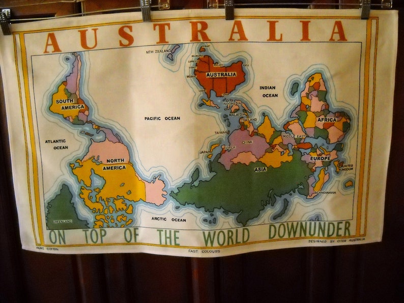 Vintage Souvenir Australia Map Tea Towel NOS - Etsy